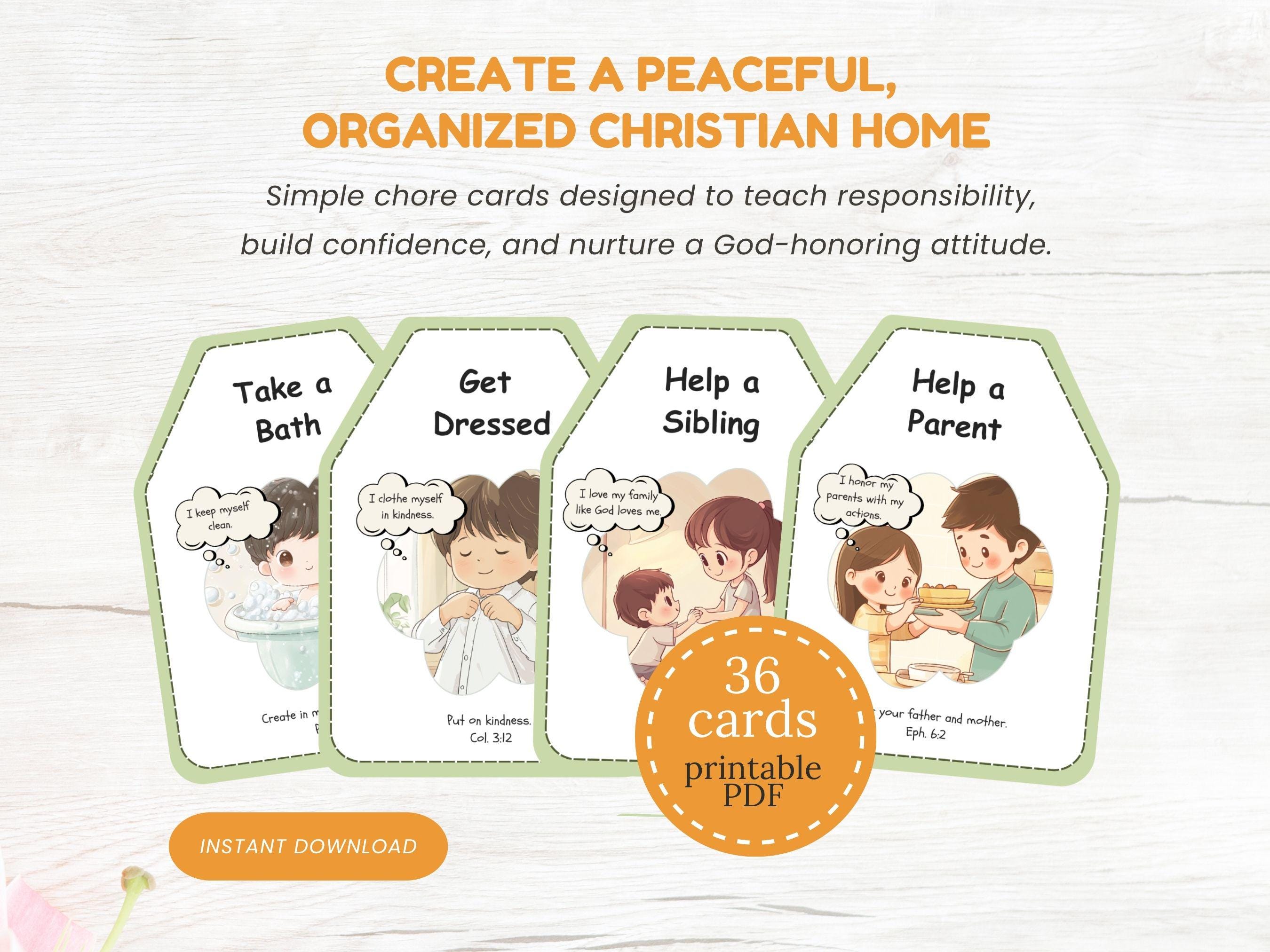 Printable Routine Cards for Christian Kids Daily Task Cards With Bible ...