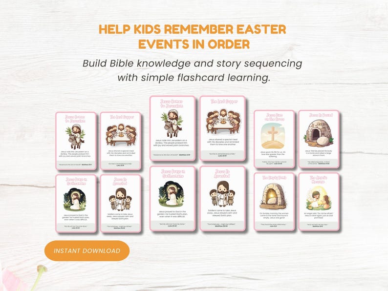 Christian Easter Printable Jesus Resurrection Story Cards Pack for ...