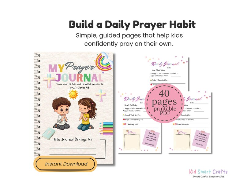 Kids Prayer Journal: 30-day Guided Christian Devotional (digital PDF ...
