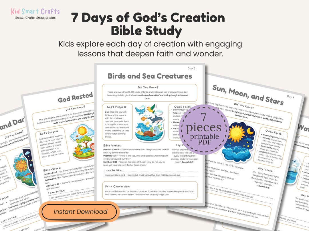 7 Days of God’s Creation Bible Study Guide for Christian Kids Faith ...