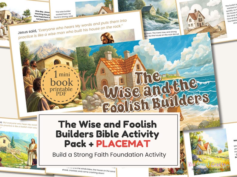 The Wise and Foolish Builders Activity Pack Bible Lessons for Kids ...