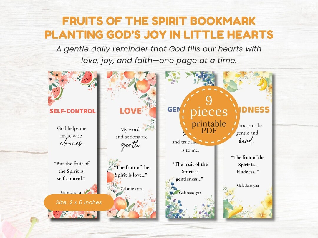 Fruits of the Spirit Bookmarks Set Bible Verse Bookmarks to Grow Faith ...