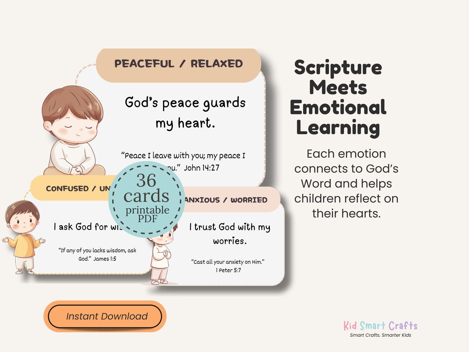 Printable Emotion Cards for Christian Kids Feelings Flashcards With ...