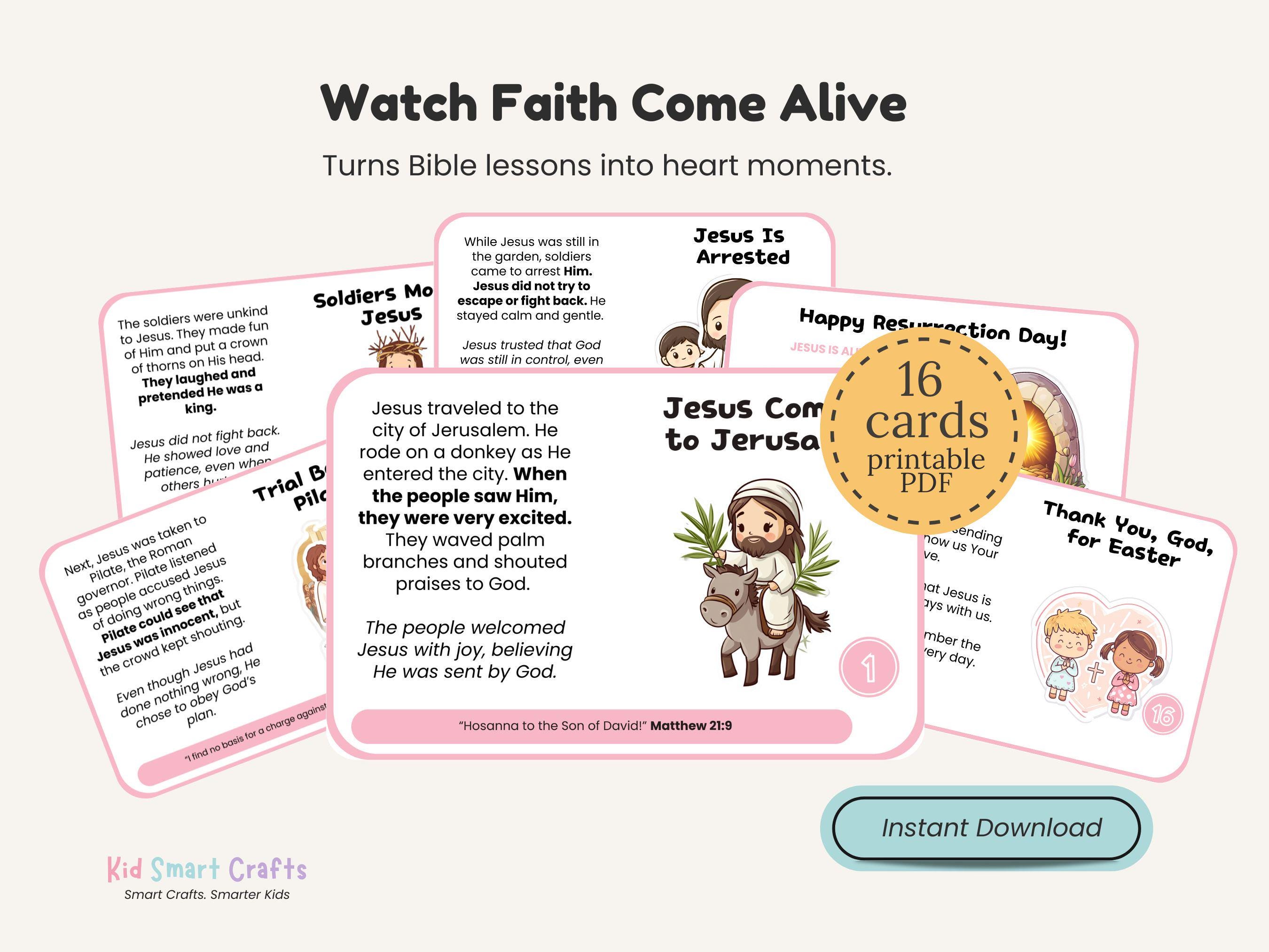 Jesus Resurrection Story Sequencing Cards Printable Bible Easter Cards ...