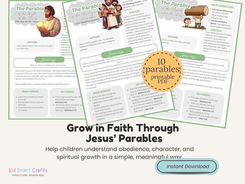 Jesus Parables About Growth and Obedience Study Guide Printable Bible ...
