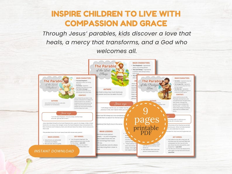 God’s Love & Mercy Jesus Parables Bible Study Guide for Christian Kids ...