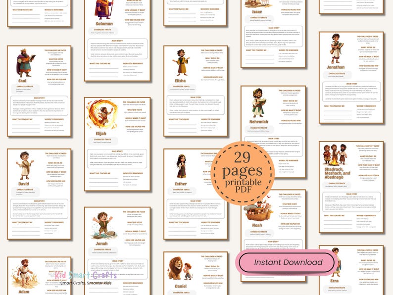 Old Testament Bible Character Study Pack for Kids Bible Lessons ...
