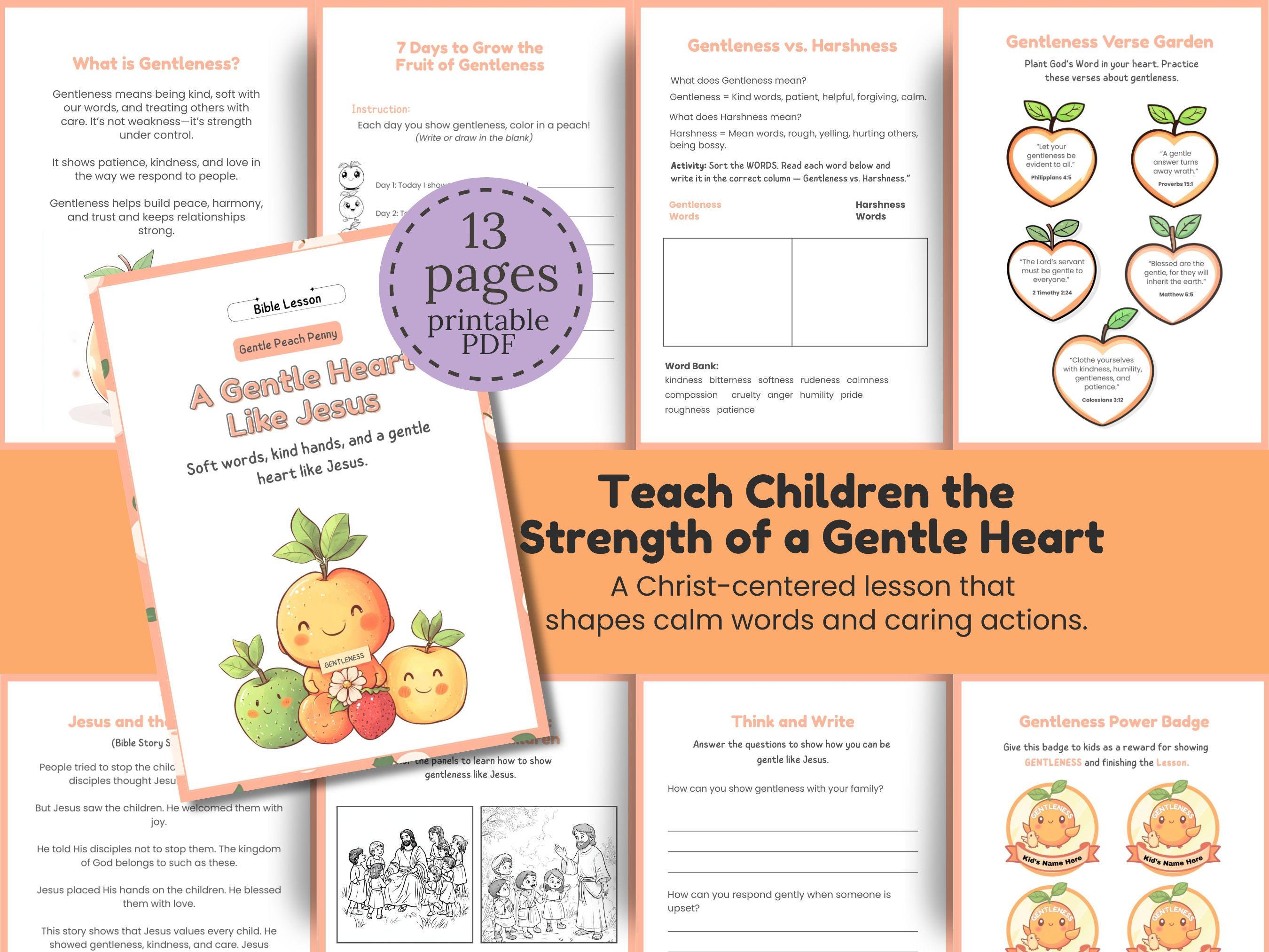 Fruit of the Spirit Gentleness Bible Lesson for Kids Christian Lesson ...