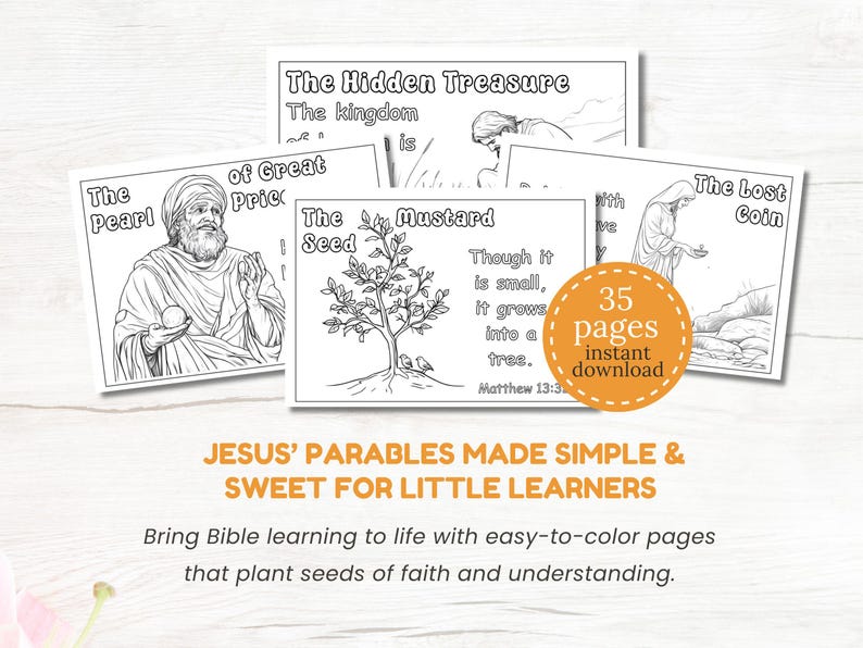 Jesus Parables Coloring Pages for Christian Kids Bible Stories Faith ...