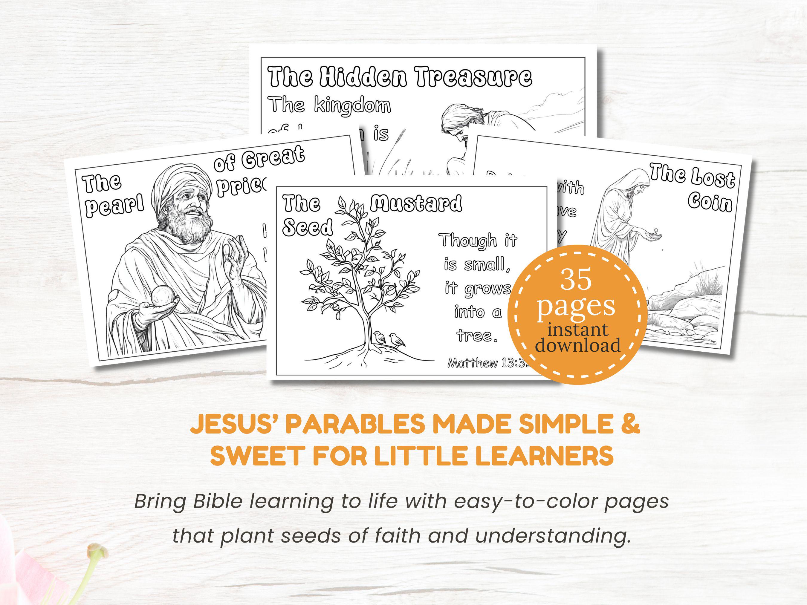 Jesus Parables Coloring Pages for Christian Kids Bible Stories Faith ...