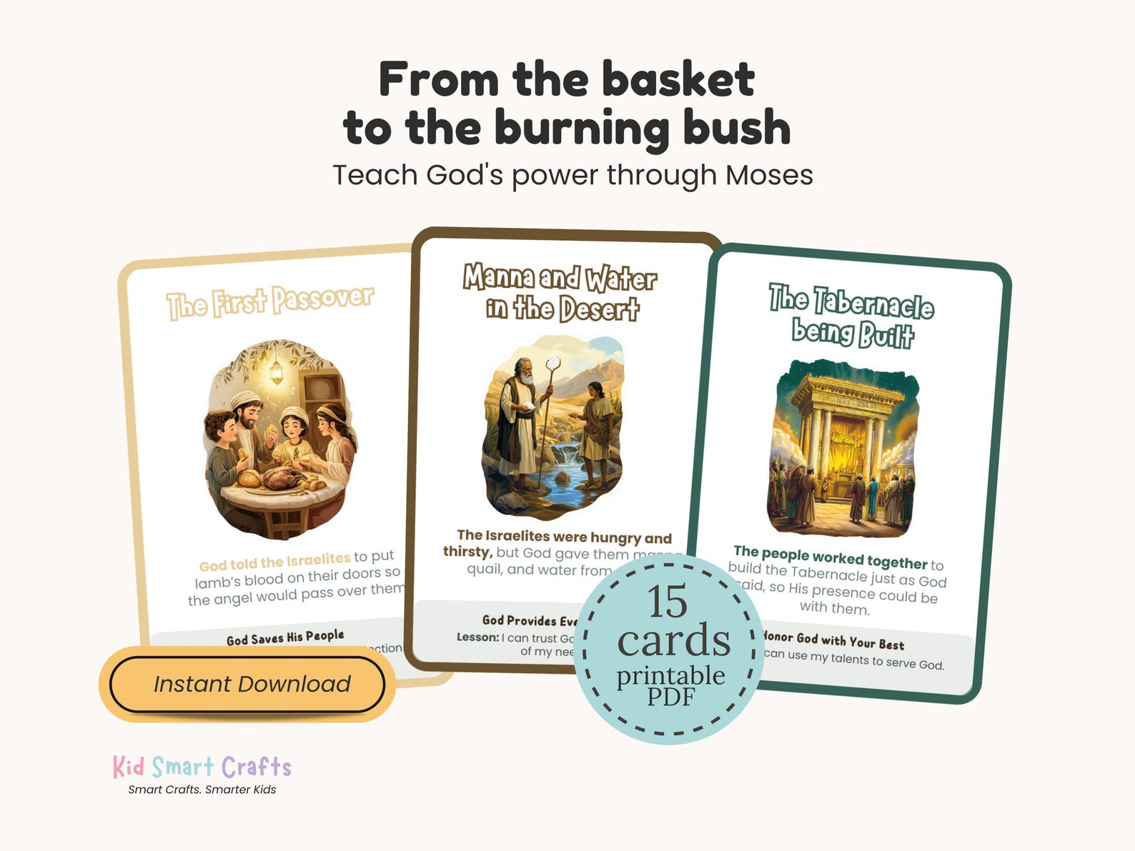 Life of Moses Printable Flashcards Set for Christian Kids Moses Bible ...