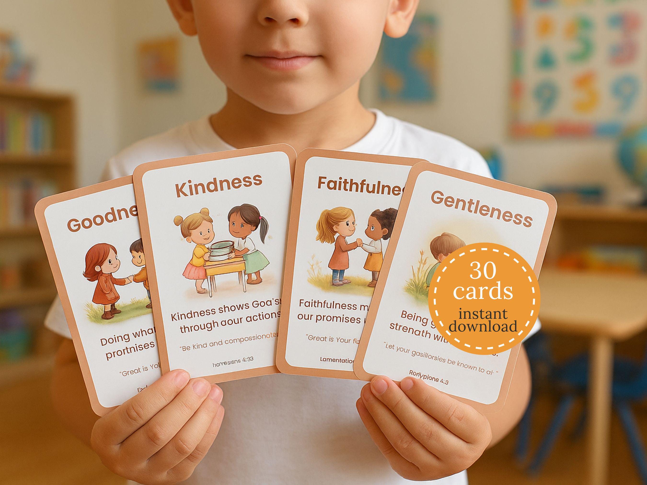 Christian Cards for Kids Godly Emotions Bible Based Printable Flash ...