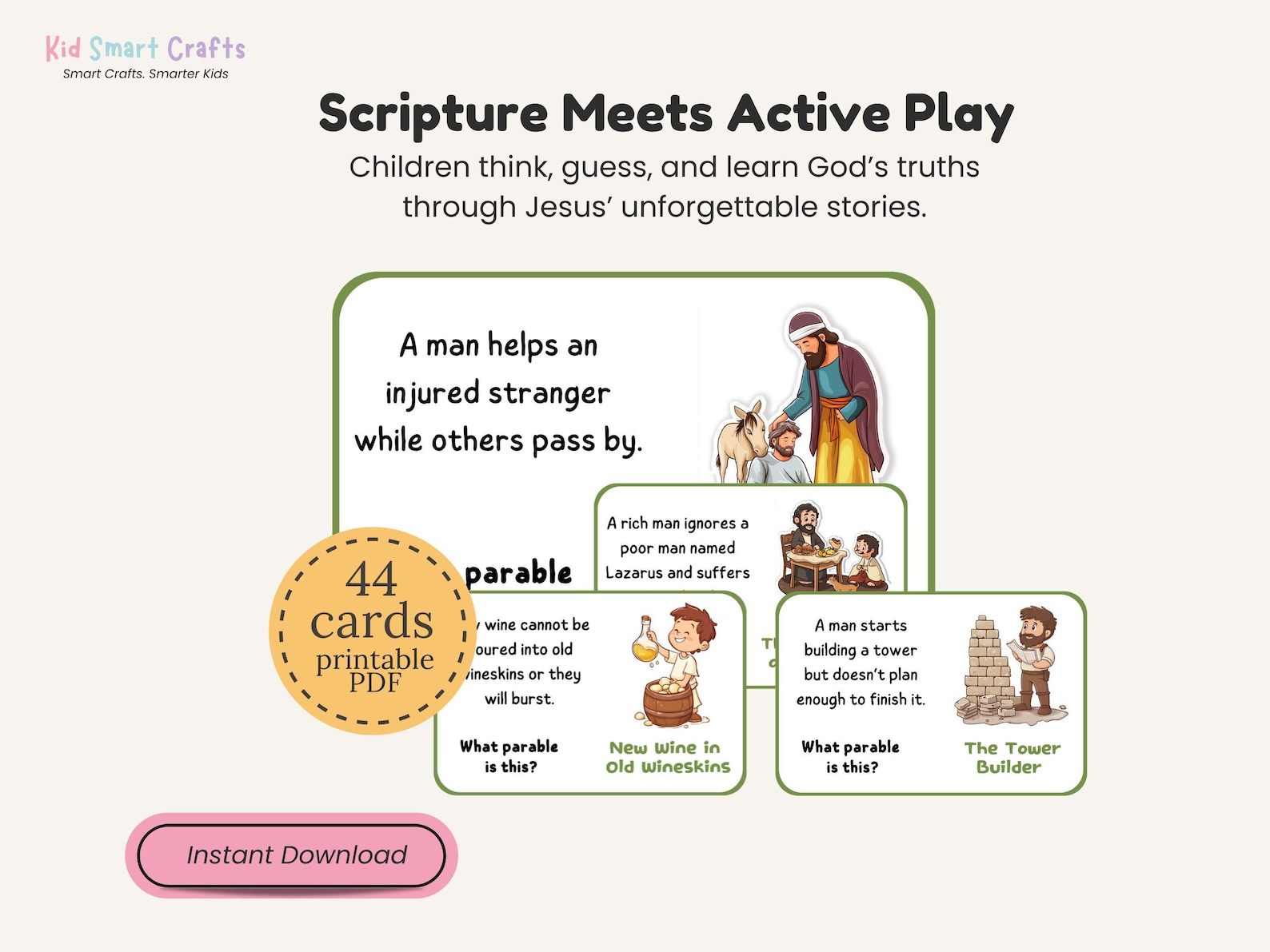 Jesus Parables Guessing Game Cards Fun Bible Games for Christian Kids ...