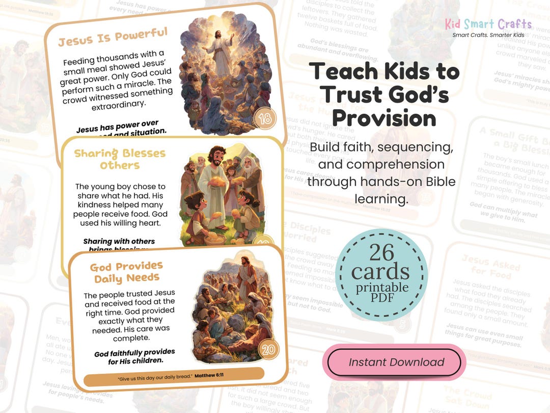 Jesus Feeds the 5000 Kids Bible Story Sequencing Cards Homeschool ...
