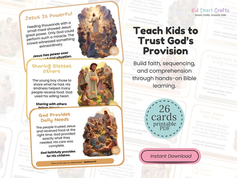 Jesus Feeds the 5000 Kids Bible Story Sequencing Cards Homeschool ...