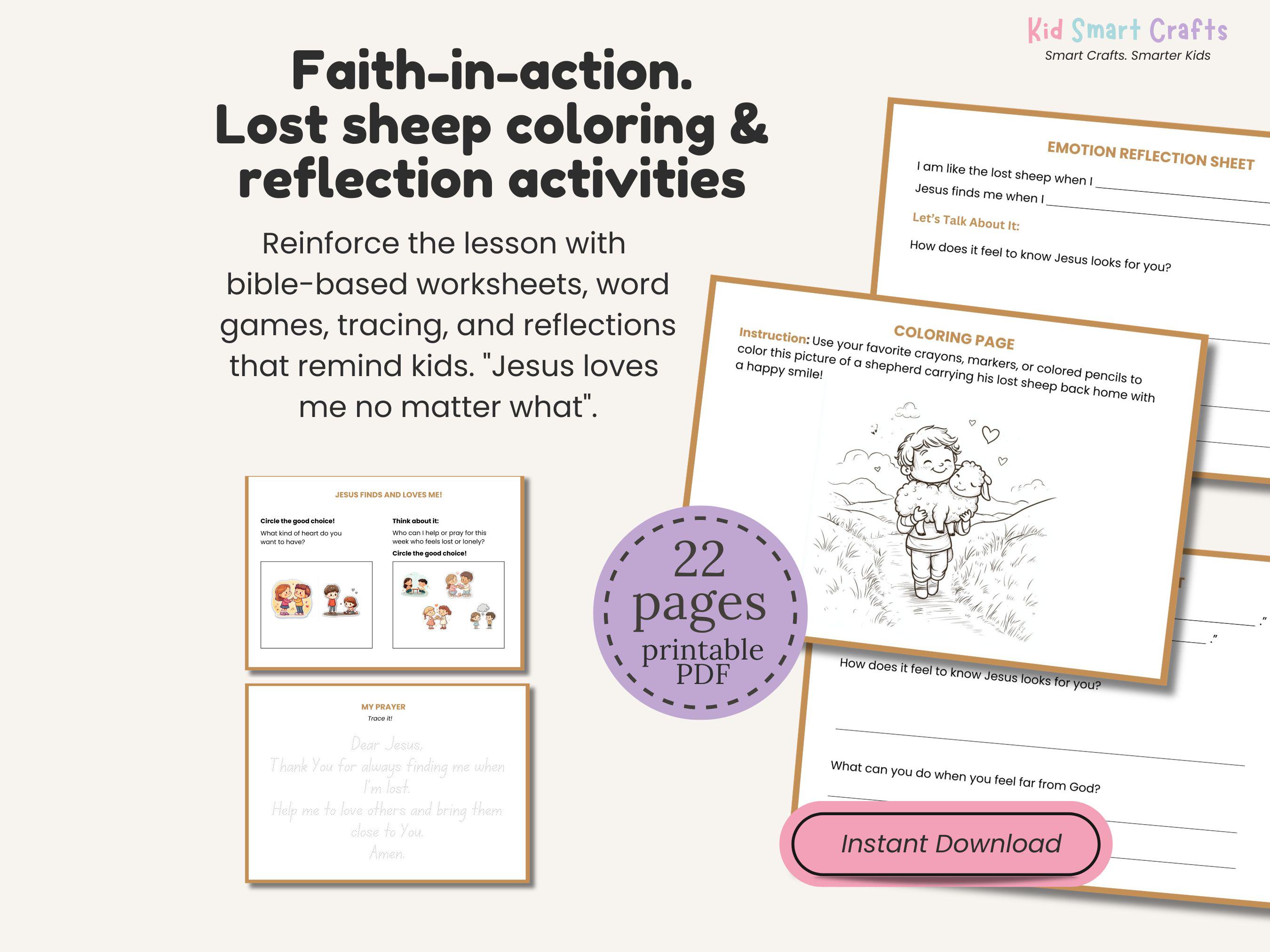 The Lost Sheep Bible Story Activity Pack Jesus Parable Worksheets ...