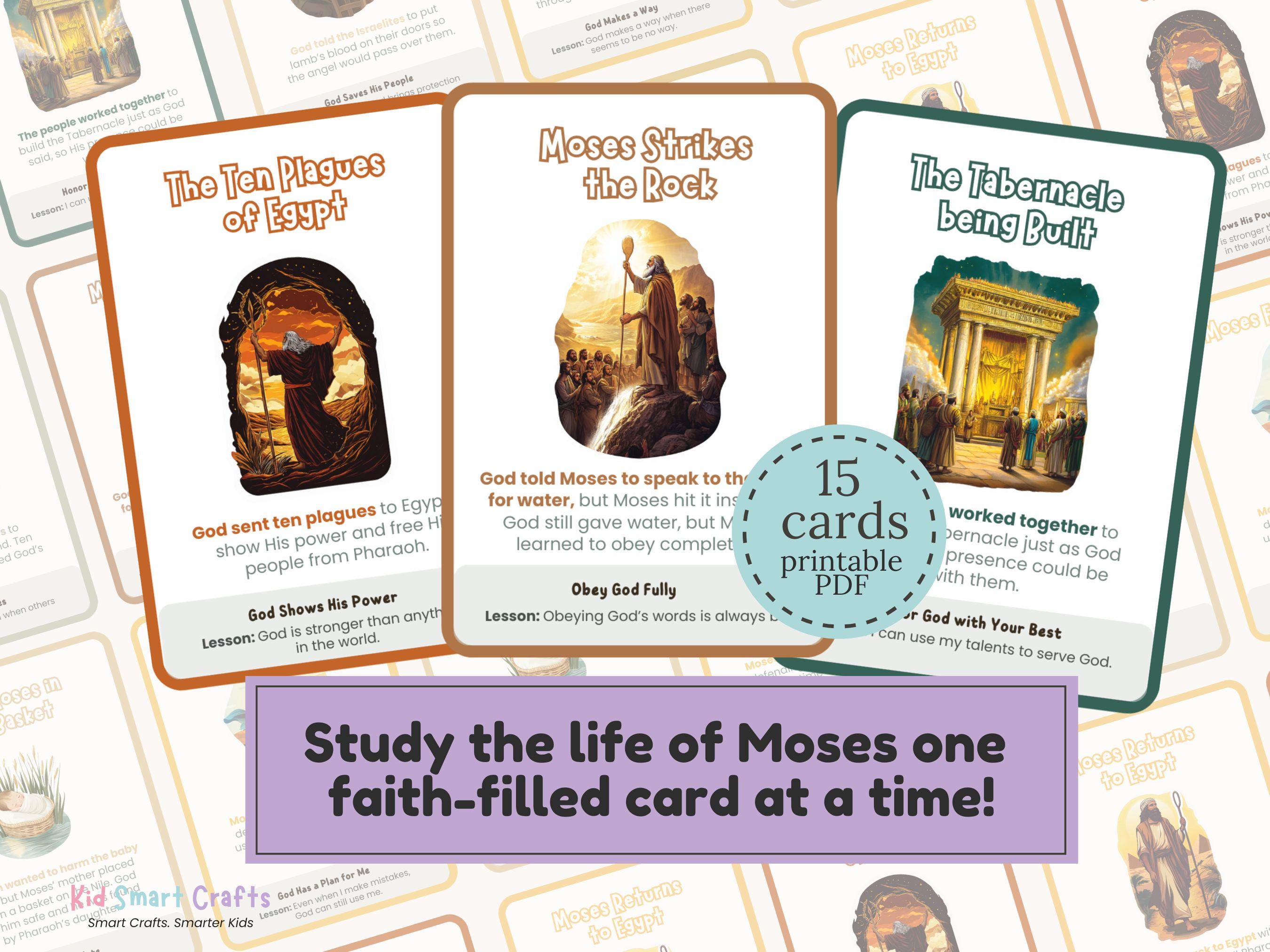 Life of Moses Printable Flashcards Set for Christian Kids Moses Bible ...