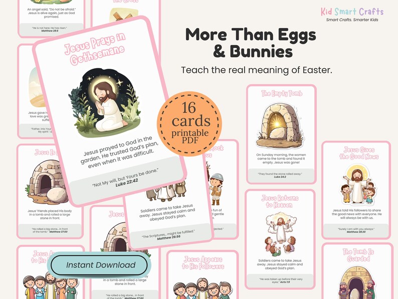 Christian Easter Printable Jesus Resurrection Story Cards Pack for ...