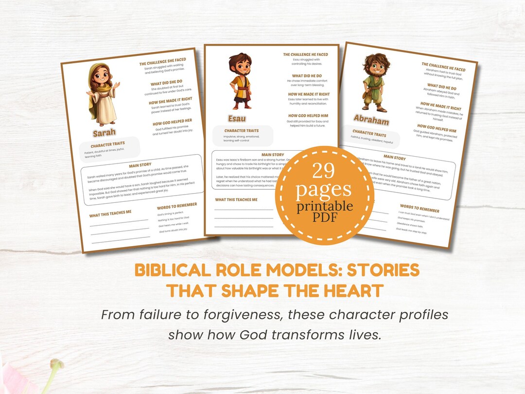 Old Testament Bible Character Study Pack for Kids Bible Lessons ...