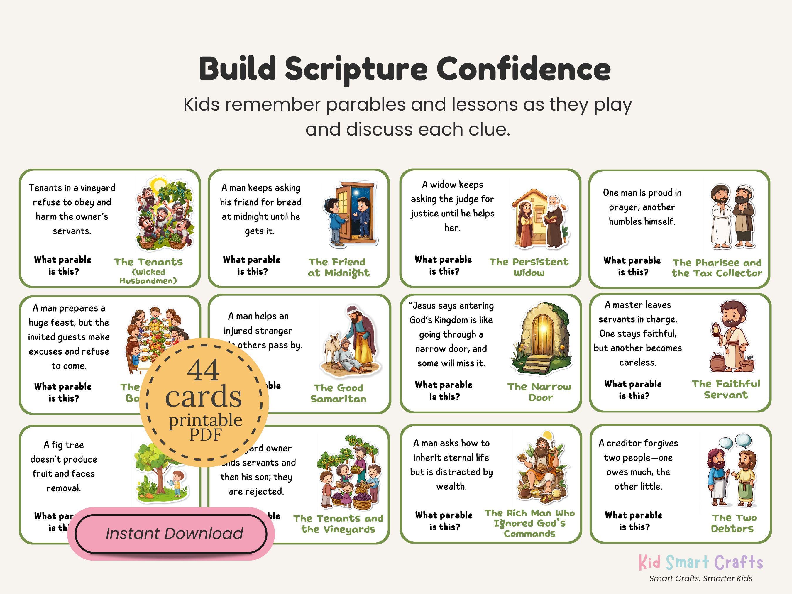 Jesus Parables Guessing Game Cards Fun Bible Games for Christian Kids ...