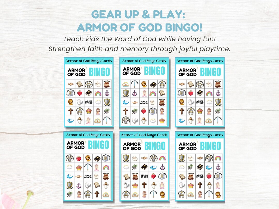 Armor of God Bingo Game Christian Printable Bible Activity for ...