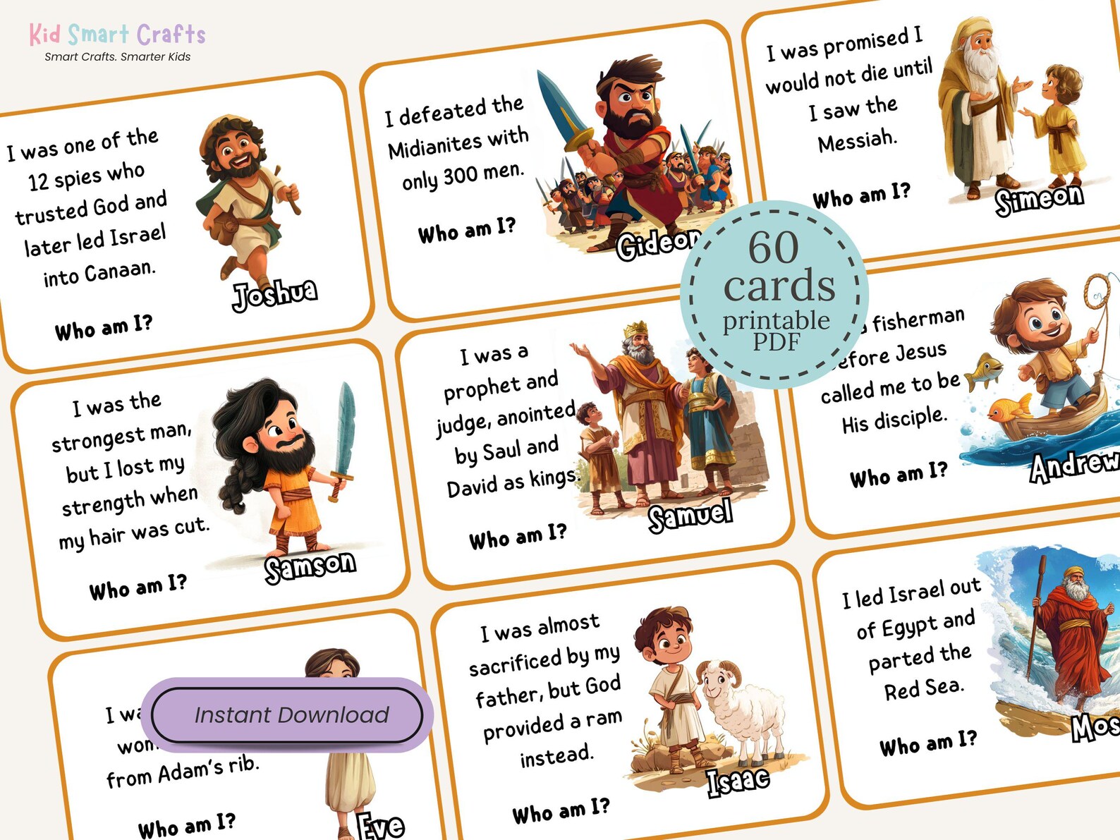 Guess the Bible Character Flash Cards Bible Games for Kids Christian ...