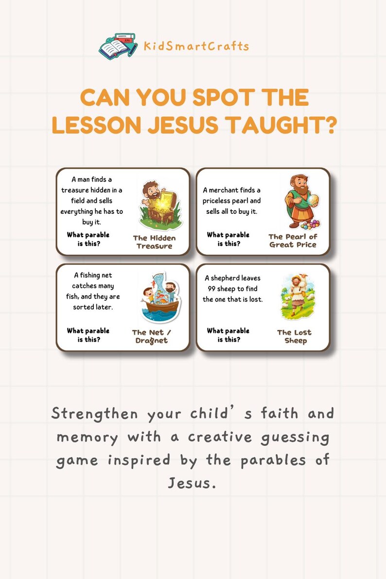 Jesus Parables Guessing Game Cards Fun Bible Games for Christian Kids ...