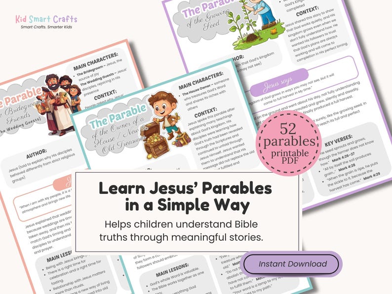 COMPLETE SET: Jesus Parables Printable Bible Study Guide Jesus Teaching ...
