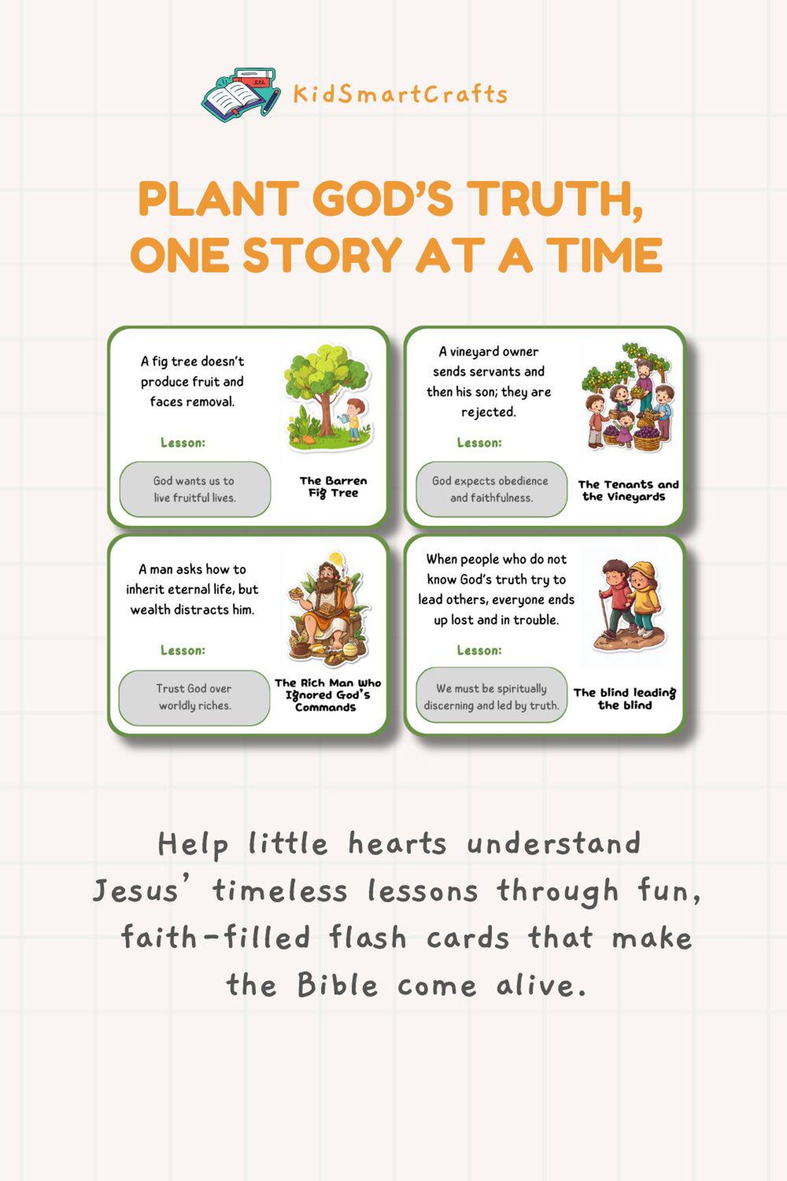Jesus Parables Printable Flash Cards for Christian Kids Fun Bible Study ...
