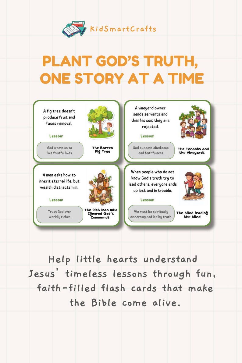 Jesus Parables Printable Flash Cards for Christian Kids Fun Bible Study ...