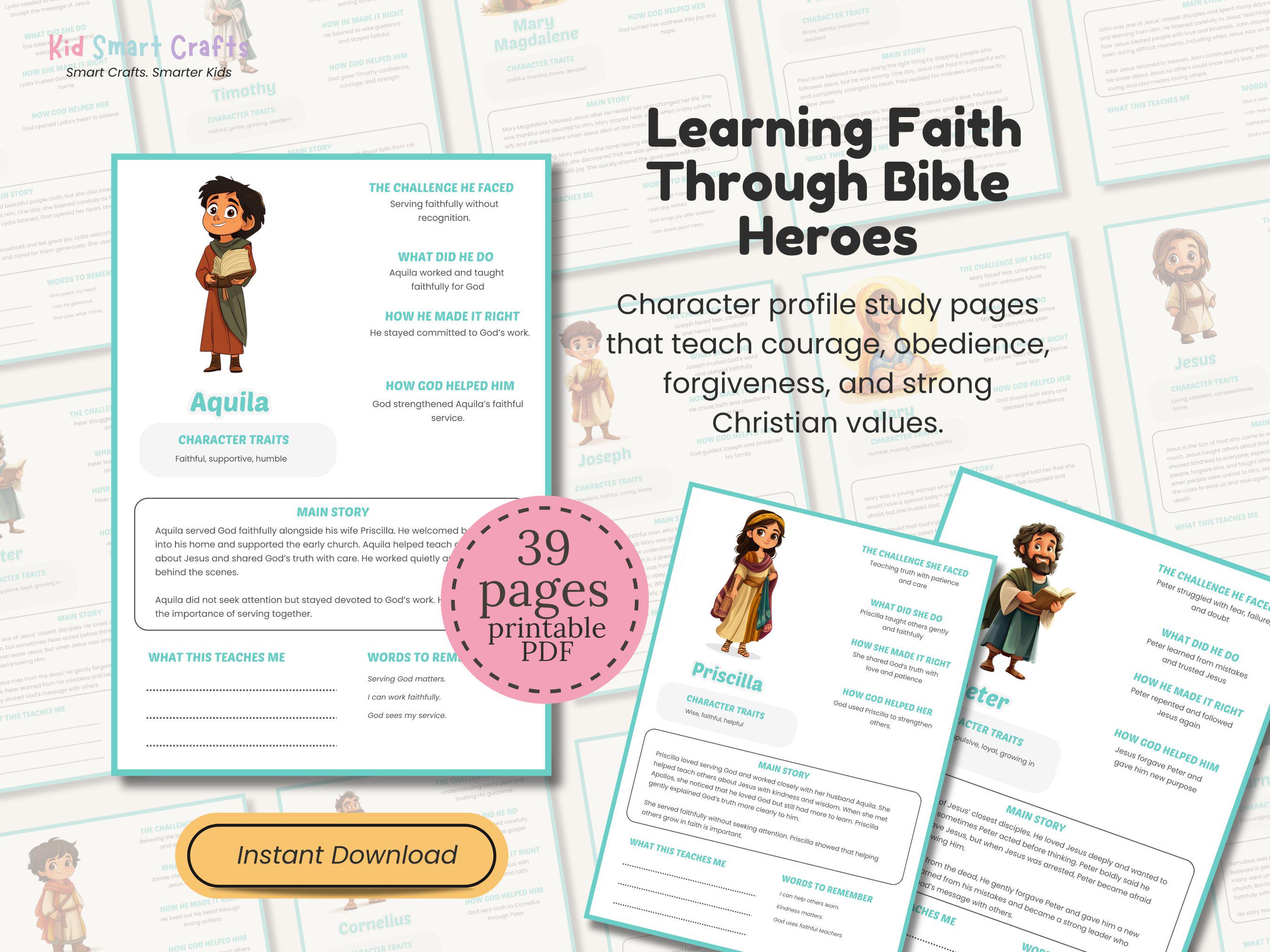 New Testament Bible Characters Study Guide Pack for Kids Bible Lessons ...