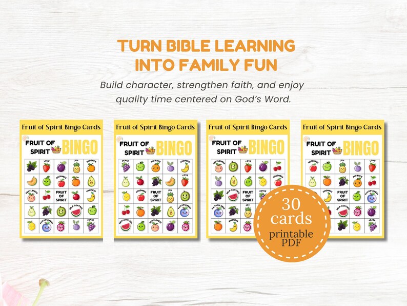 Fruits of the Spirit Bingo Game for Christian Kids Bible Lesson Pack ...