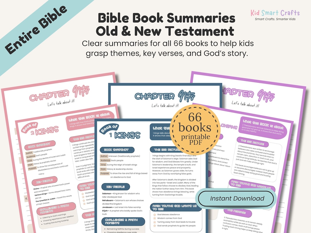BUNDLE: Bible Book Summary Old and New Testament Printable Study Guide ...