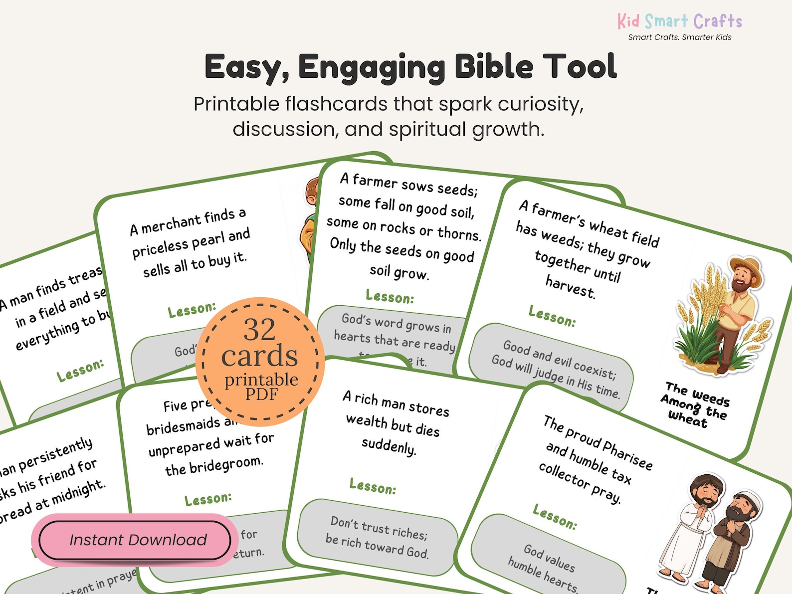 Jesus Parables Printable Flash Cards for Christian Kids Fun Bible Study ...