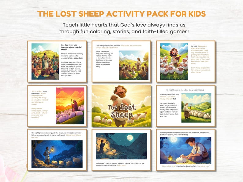The Lost Sheep Bible Activity Pack Jesus Parable Worksheets Printable ...