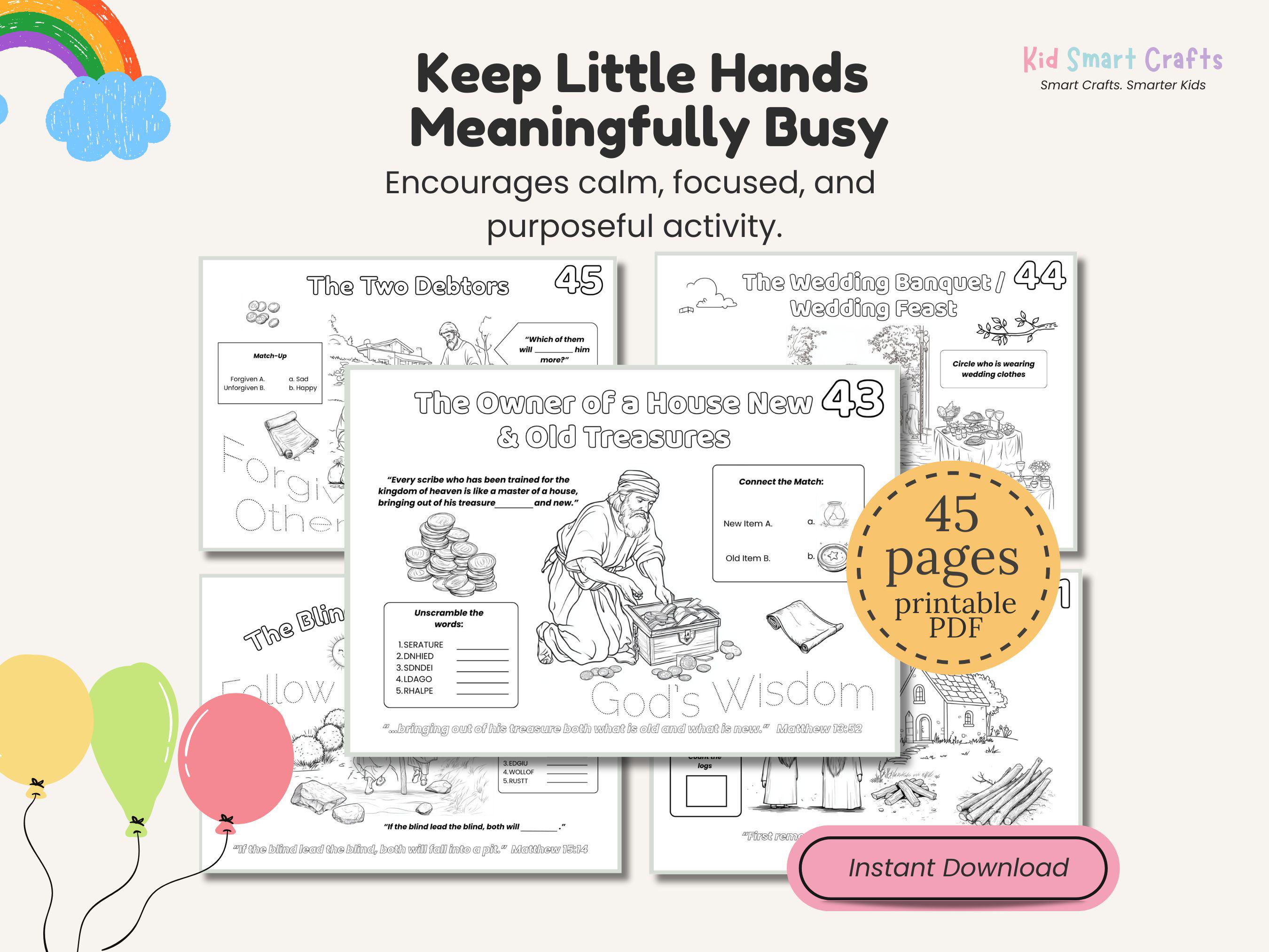 Jesus Parables Christian Activity Placemat Pack for Christian Kids ...