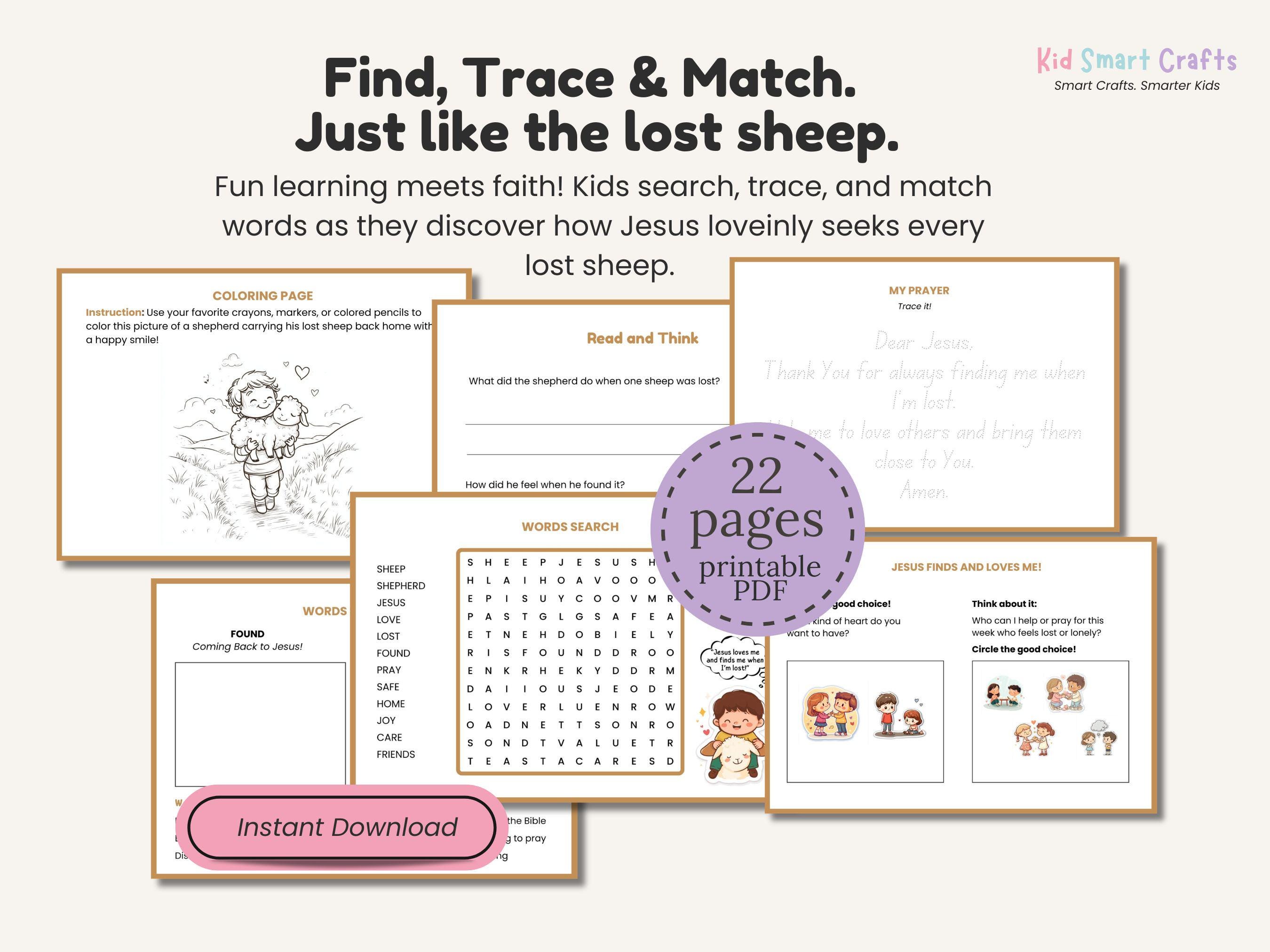 The Lost Sheep Bible Story Activity Pack Jesus Parable Worksheets ...