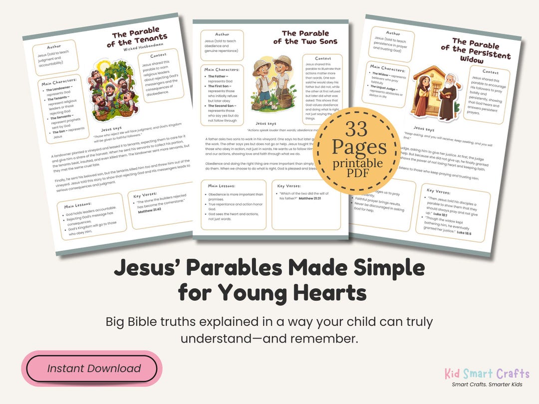 Jesus Parables Bible Study Guide for Christian Kids and Adults ...