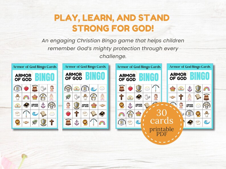 Armor of God Bingo Game Christian Printable Bible Activity for ...
