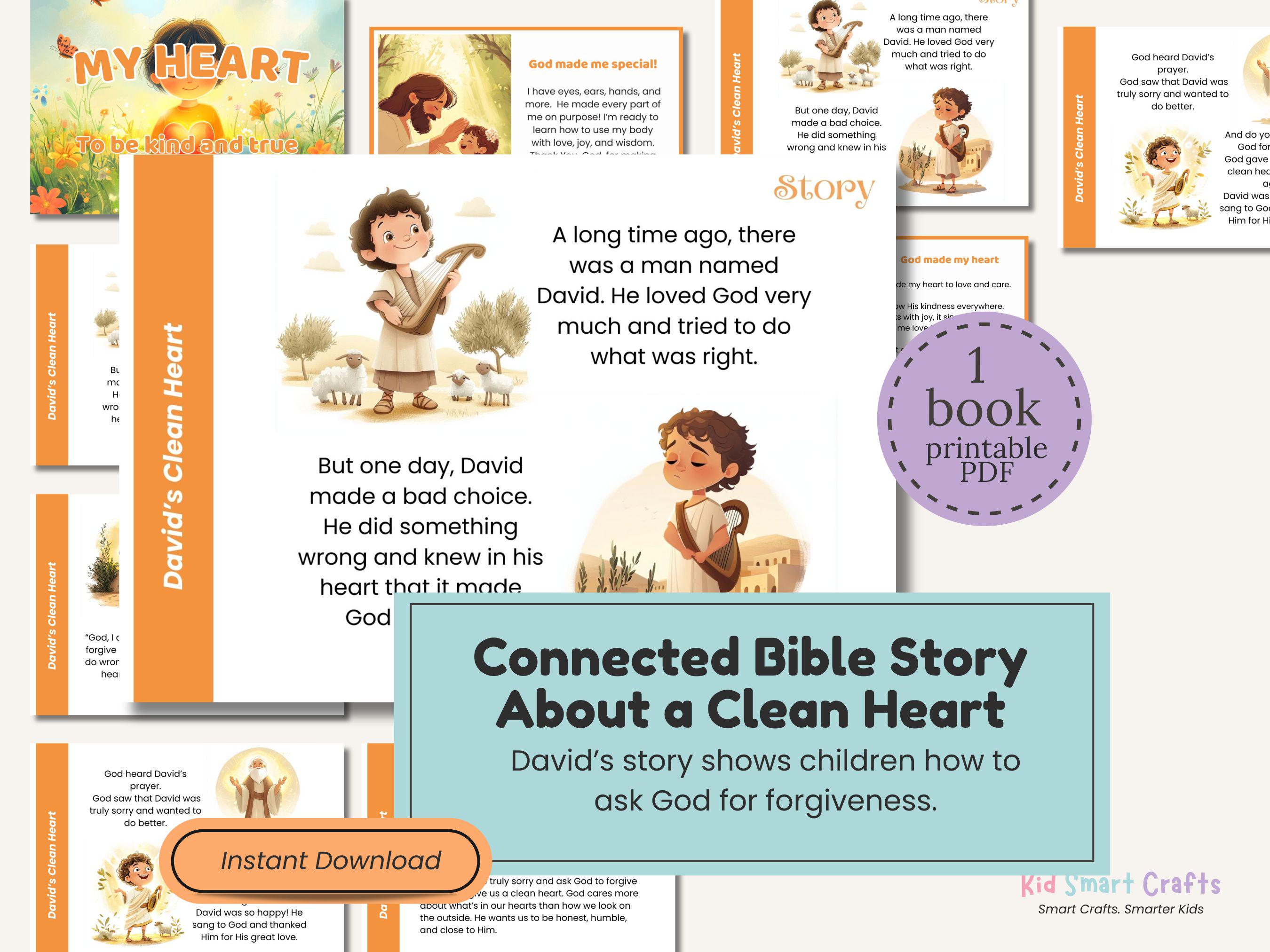 My Heart: Kids Bible Lesson Jesus Story David’s Clean Heart Bible Story ...