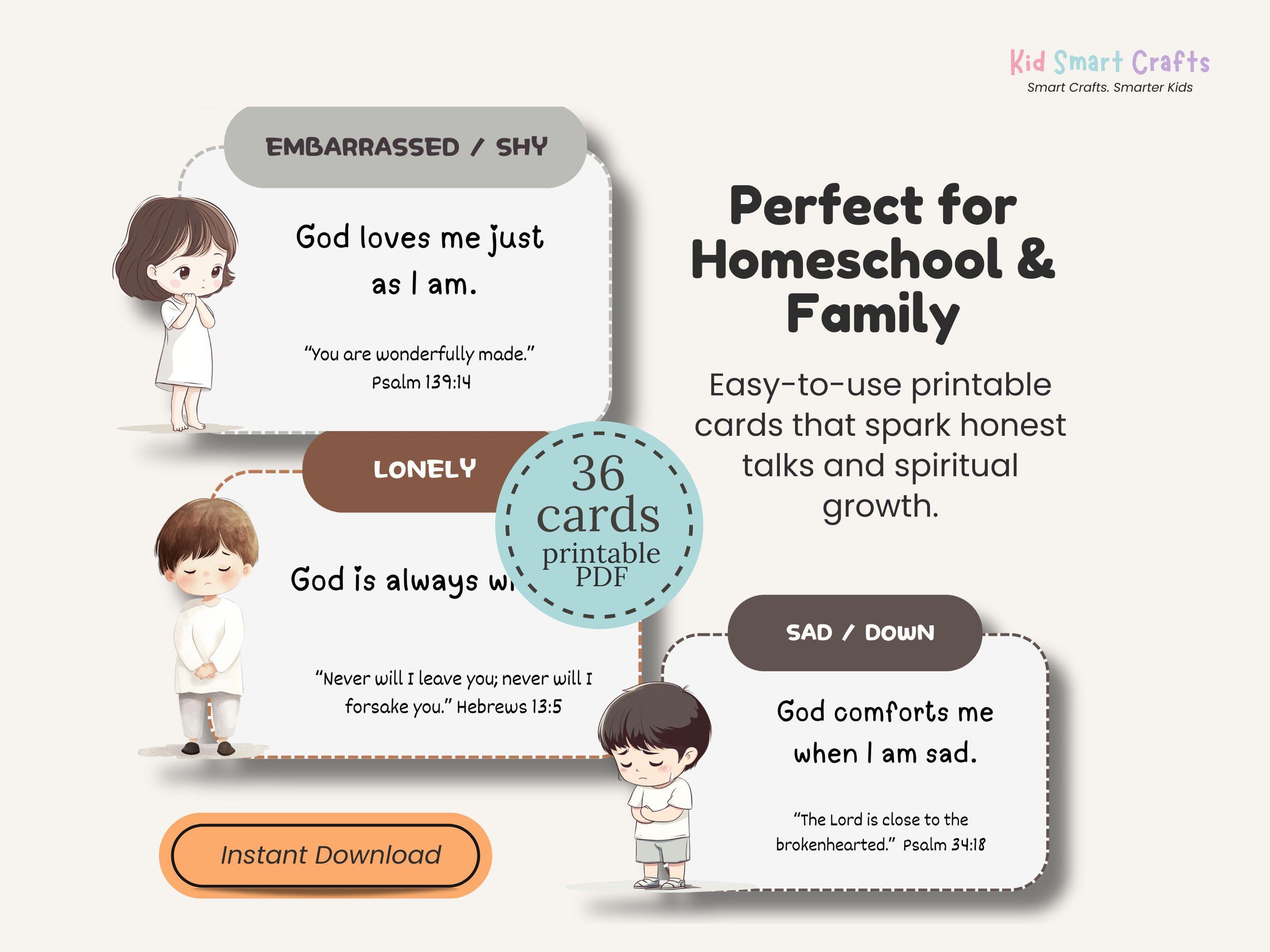 Printable Emotion Cards for Christian Kids Feelings Flashcards With ...