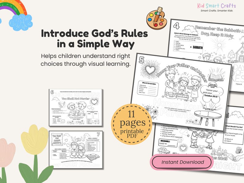 The Ten Commandments Bible Coloring Activity Playmat for Kids Bible ...