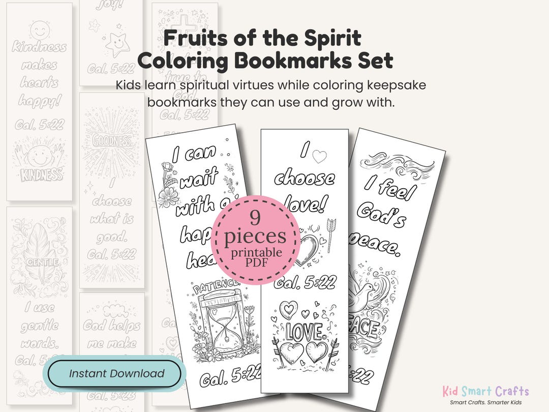 Fruits of the Spirit Bookmarks Coloring Christian Printable Bible ...