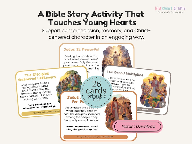 Jesus Feeds the 5000 Kids Bible Story Sequencing Cards Homeschool ...