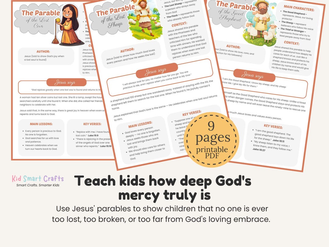 God’s Love & Mercy Jesus Parables Bible Study Guide for Christian Kids ...