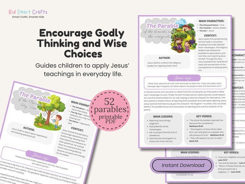 COMPLETE SET: Jesus Parables Printable Bible Study Guide Jesus Teaching ...