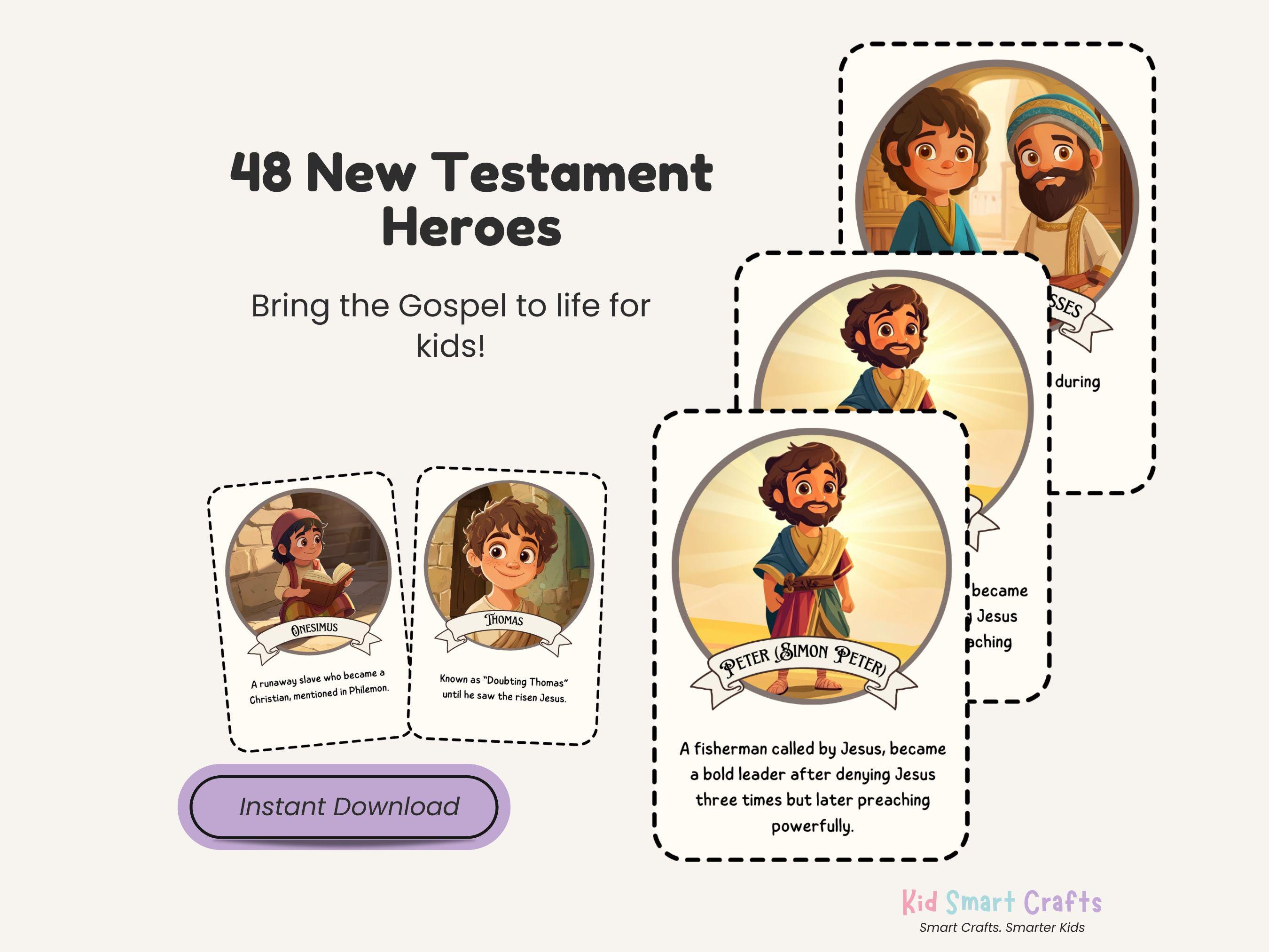 Bible Characters Flash Cards for Christian Kids Fun Bible Lesson Tool ...