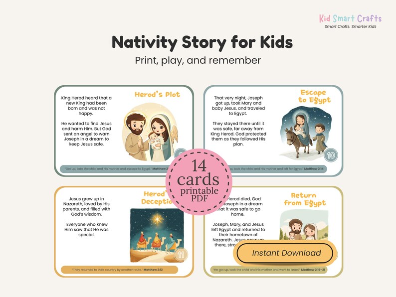 Nativity Story Sequencing Cards Set Jesus' Birth Storytelling Printable ...