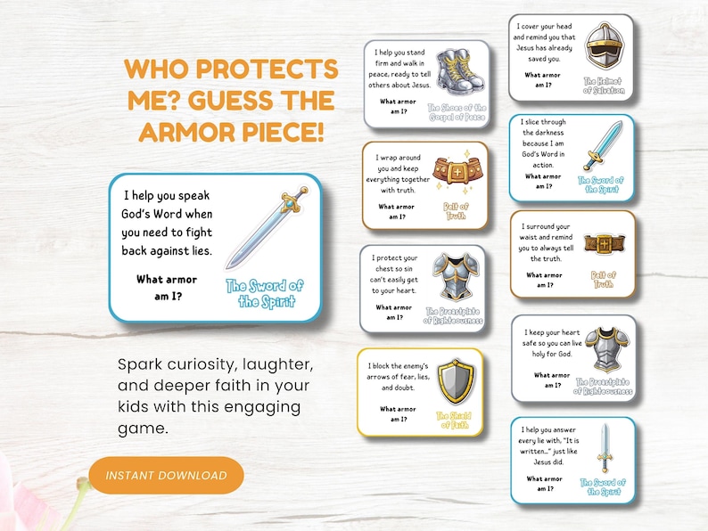 Armor of God Guessing Game for Christian Kids Printable Fun Bible ...