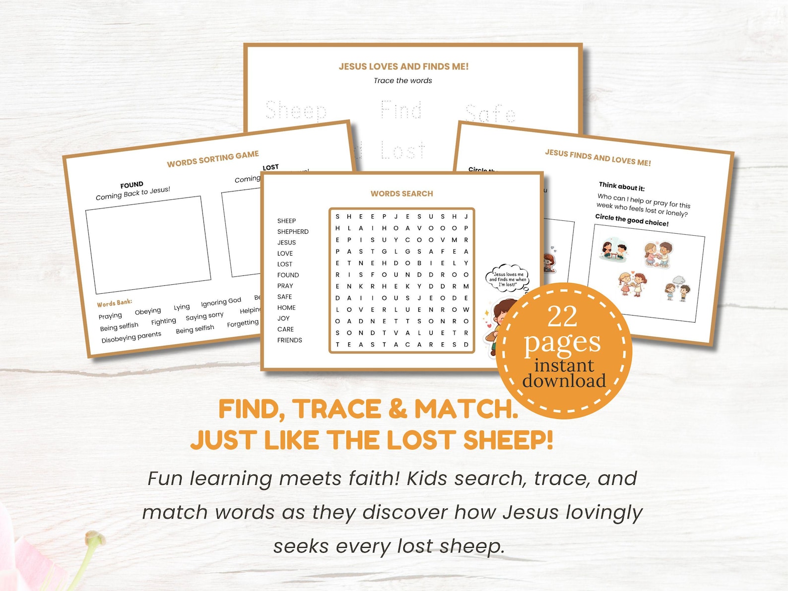 The Lost Sheep Bible Activity Pack Jesus Parable Worksheets Printable ...